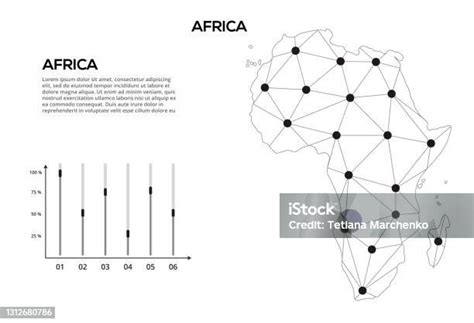 아프리카 통신 네트워크 지도 도시 조명이 있는 낮은 폴리 전역 맵의 벡터 이미지입니다 선과 점의 형태로 지도 아프리카에 대한 스톡 벡터 아트 및 기타 이미지 Istock