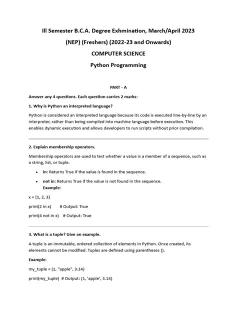 Iii Sem Python Solved Qp 2023 Pdf Class Computer Programming