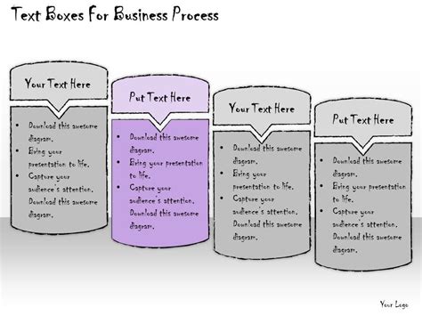 Business Ppt Diagram Text Boxes For Business Process Powerpoint Template PowerPoint