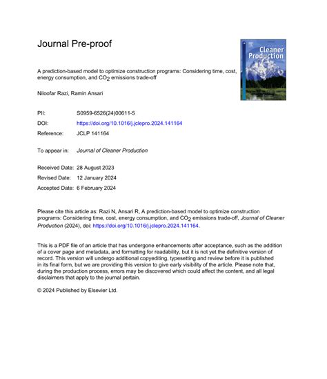 Pdf A Prediction Based Model To Optimize Construction Programs