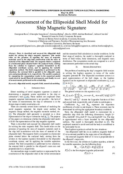 Pdf Assessment Of The Ellipsoidal Shell Model For Ship Magnetic Signature