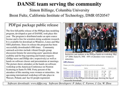 Ppt Danse Software Serving The Community Simon Billinge Columbia University Powerpoint