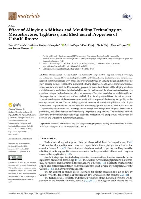 Pdf Effect Of Alloying Additives And Moulding Technology On Microstructure Tightness And