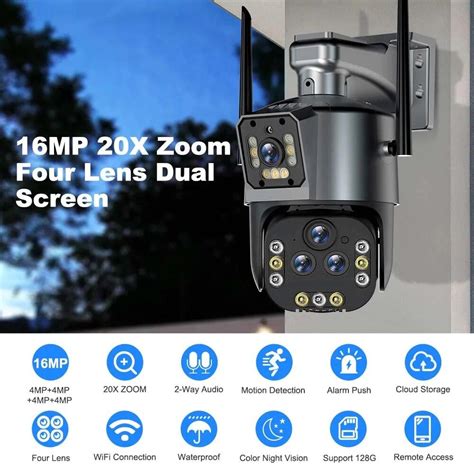 Купить 16MP 8K Wi-Fi IP-камера с 20-кратным зумом, четырьмя объективами ...