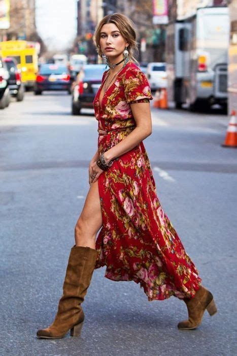 В стиле кантри: лёгкое платье + высокие замшевые сапоги | Boho outfits ...