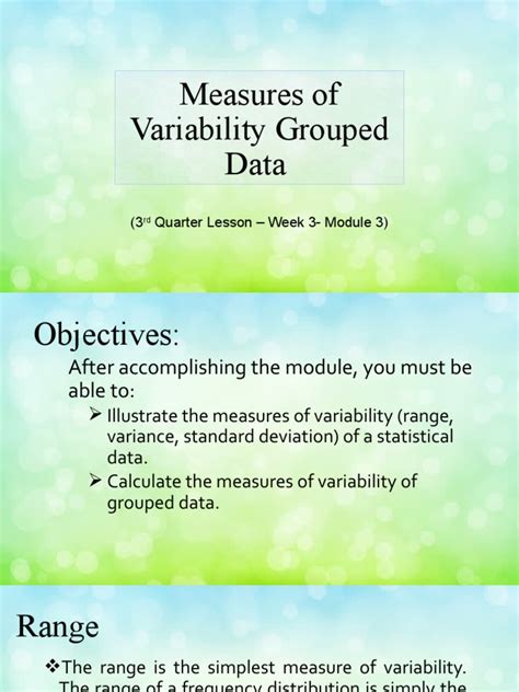 Measures Of Variability Grouped Data Pdf Variance Standard Deviation