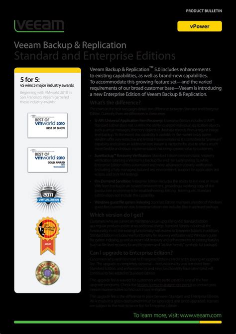 Veeam Product Info Backup Standard Vs Enterprise Edition Pdf