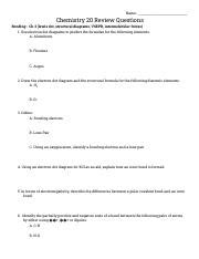 Chemistry Review Questions On Bonding And Gases Course Hero