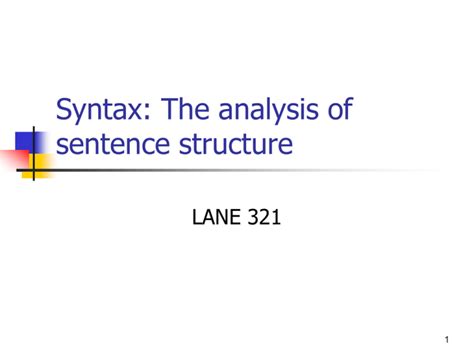 syntax sentence structure analysis in linguistics