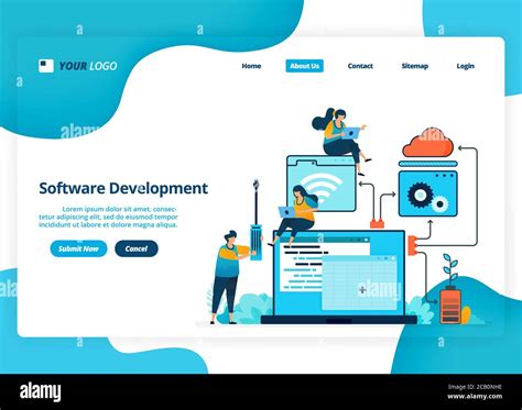 Vector Landing Page Design Of Software Development Flowchart In Planning And Designing Software