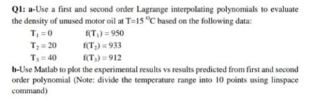 Solved Q1 A Use A First And Second Order Lagrange