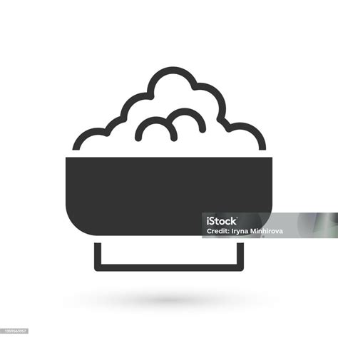 흰색 배경에 고립 된 그릇 아이콘의 회색 쌀 전통 아시아 음식 벡터 0명에 대한 스톡 벡터 아트 및 기타 이미지 0명 건강한 생활방식 건강한 식생활 Istock