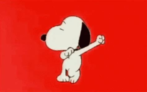 Snoopy Dance On Red Silhouette 