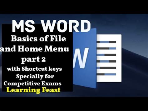 MS Word Basics tutorial with shortcut keys and practical | Home Menu | part 2| @learnfeast1 ...