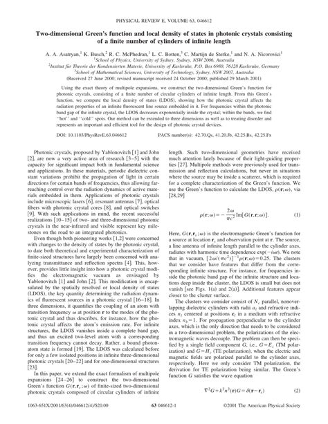 Pdf Two Dimensional Greens Function And Local Density Of States In