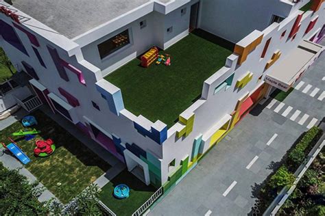 نمای مهدکودک نمای کودکانه نمای بیرونی مهد کودک نمادیزاین