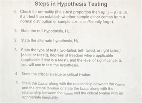 Solved Steps In Hypothesis Testing Check For Normality Chegg