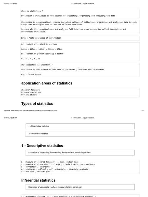 1 Introduction Jupyter Notebook Pdf Statistics Descriptive