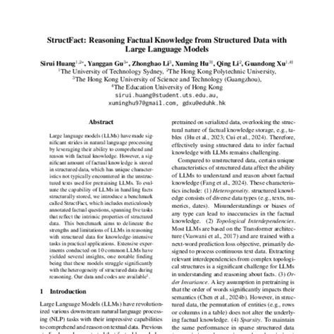 Structfact Reasoning Factual Knowledge From Structured Data With Large Language Models Acl