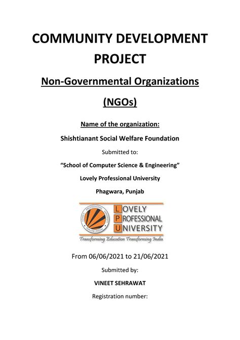 Vineet Sehrawat 12109908 Cdp Report Community Development Project Non