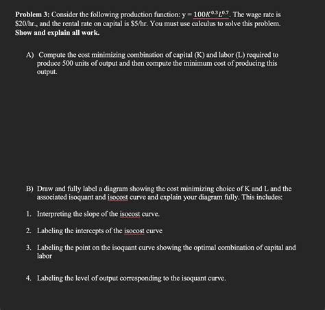Solved Problem 3 Consider The Following Production