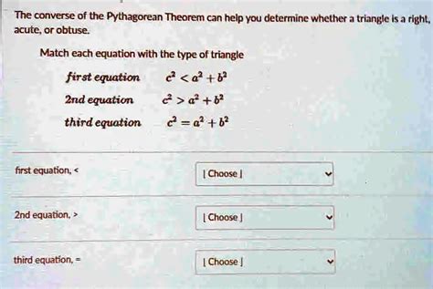 SOLVED The Converse Of The Pythagorean Theorem Can Help You Determine Whether A Triangle Is