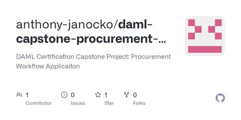 GitHub Anthony Janocko Daml Capstone Procurement App DAML Certification Capstone Project
