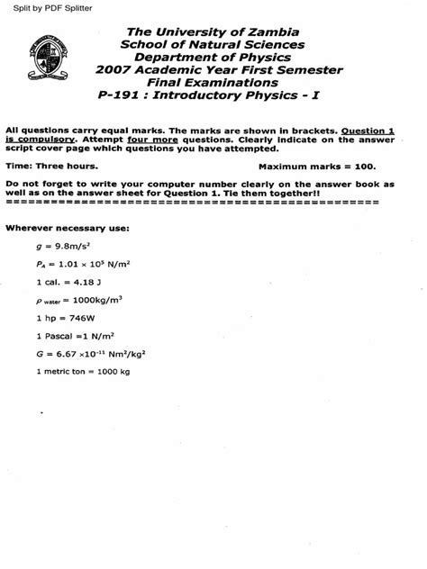 2007 P 191 First Semester Exams Pdf