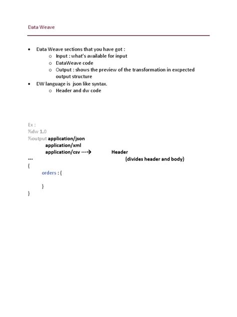 data weave mule pdf json comma separated values