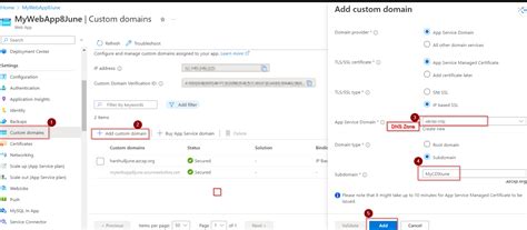 is it possible to have custom domain for azure app service with private