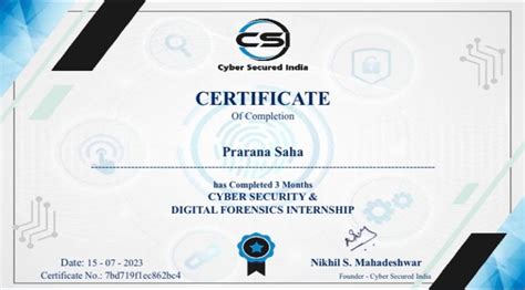 prarana saha on linkedin cybersecuredindia internship intern