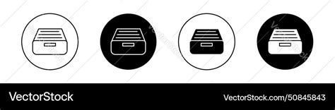 Folder Box Icon Set File Archive Storage Symbol Vector Image