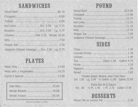 Carters Bar B Que Menu In Longview Tx Order Delivery And Reviews