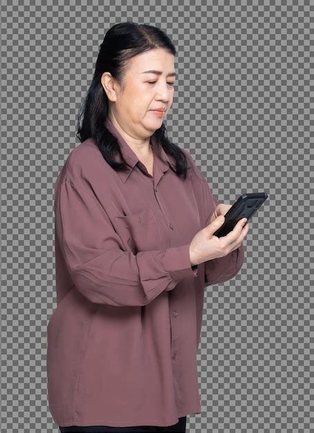 Premium Psd Half Body Portrait Of 60s 70s Elderly Asian Woman Black