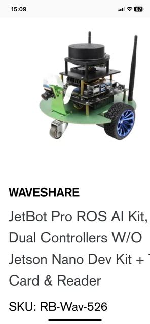 NVIDIA JETBOT JETSON Nano LiDAR Vision Controlled AI Robot ROS PicClick UK