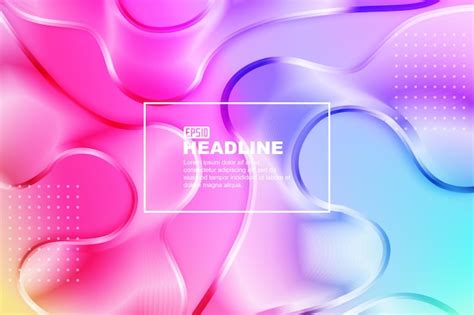 홀로그램 3d 액체 추상 모양 그라데이션 유체 포스터 벡터 배경 프리미엄 벡터