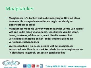 Cansa Kolorektale Kanker 2017 Afrikaans Pptx