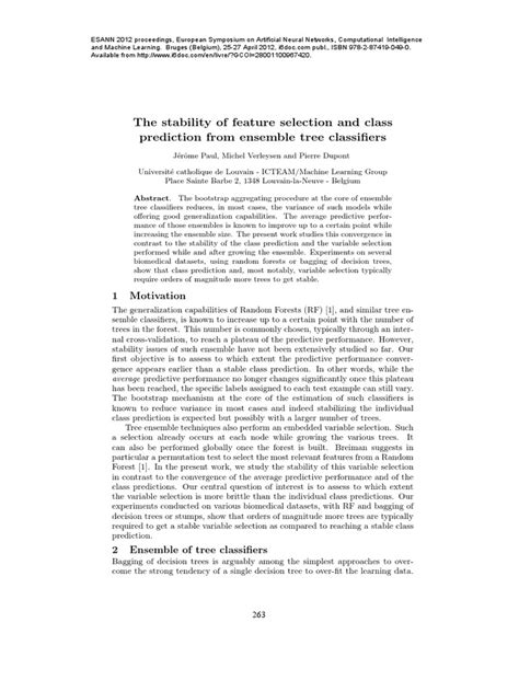The Stability of Feature Selection and Class Prediction From Ensemble ...