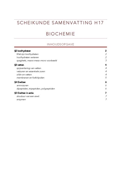 Samenvatting H17 Biochemie Warning Tt Undefined Function 32 Biochemie Scheikunde