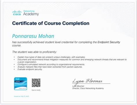 Completed Cisco Endpoint Security Course Ponnarasu Mohan Posted On The Topic Linkedin