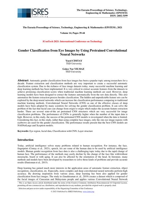 PDF Gender Classification From Eye Images By Using Pretrained Convolutional Neural Networks