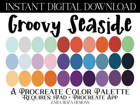 Groovy Seaside Procreate Color Palette Graphic By ZaraRozaDesigns Creative Fabrica