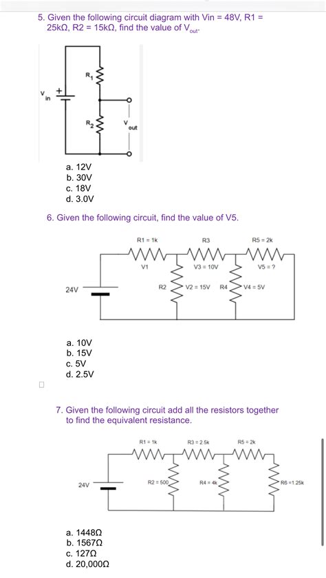 Solved Given the following circuit diagram with | Chegg.com