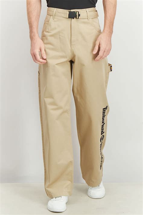 تومي هيلفيغر X تيمبرلاند بنطلون نجار بقصة عادية بحزام للرجال ، كاكي