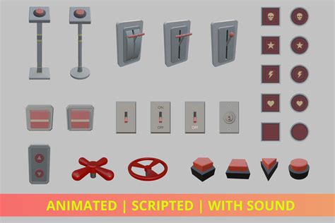 Interactive Buttons Levers Switches Valves And Pressure Plates 3d