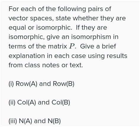 for each of the following pairs of vector spaces