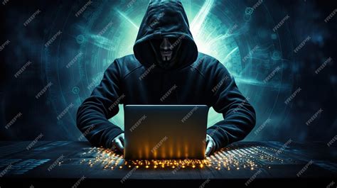 Premium Photo Silhouette Of The Hacker Committing Digital Cybercrime It Issue