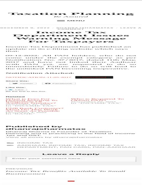 Income Tax Department Issues Warning Message For Taxpayers Taxation Planning Pdf Law