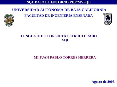 Ppt Lenguaje De Consulta Estructurado Sql Sql Bajo El Entorno Php