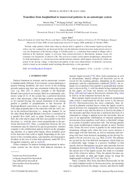 Pdf Transition From Longitudinal To Transversal Patterns In An Anisotropic System Ingo